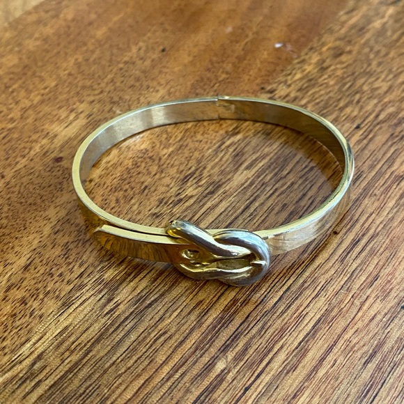 Vintage | Jewelry | Vintage Gold And Silver Buckle Knot Clasp Bracelet ...